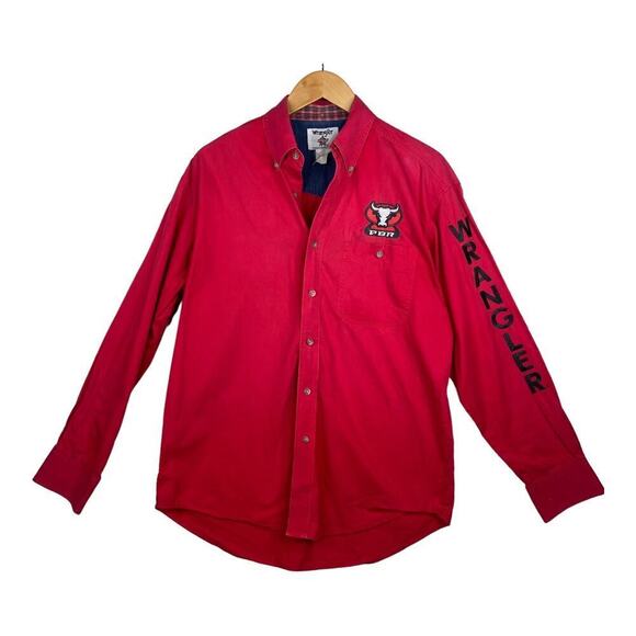 Wrangler | Shirts | Vintage Mens Wrangler Red Pbr Bull Riding Rodeo ...